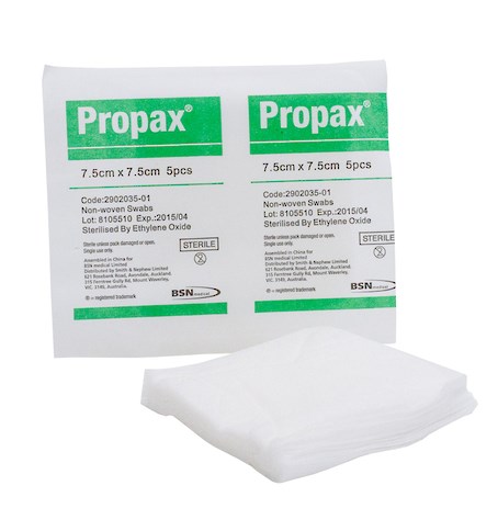 Propax Non Woven Sterile Swabs 7.5cm x 7.5cm (2's) Bx 50